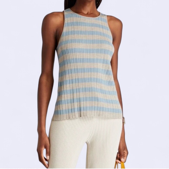 Theory | Tops | Theory Wool Ribbed Tank Dusty Blue Gray Stripe Quiet ...